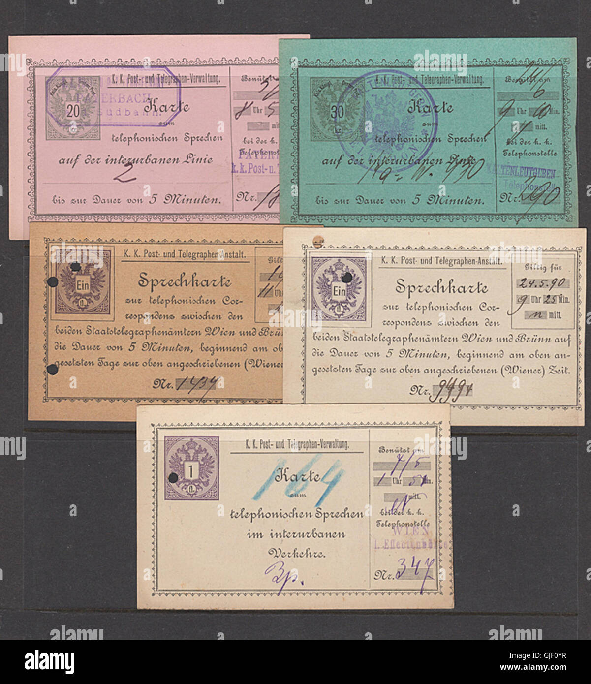 These 19th-century Austrian telegraph and telephone receipt cards ...