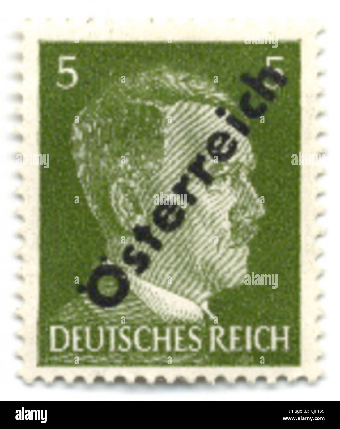 The 1945 Austrian 5 Pfennig overprint stamp was issued during the ...