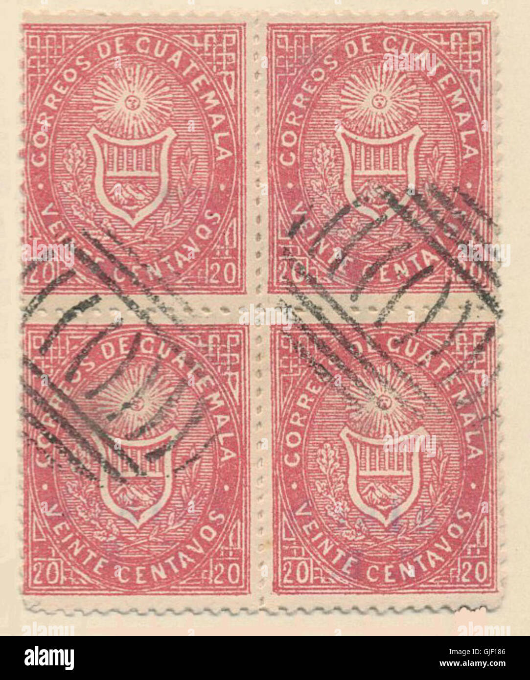 This 1871 Guatemala 20c stamp is known for its counterfeit versions ...