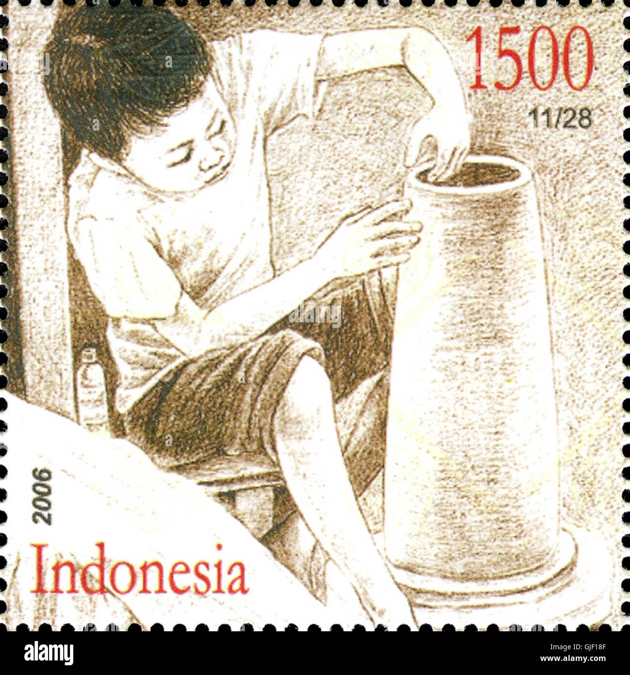 The Indonesia 018-06 stamp, issued as part of a series, includes a ...