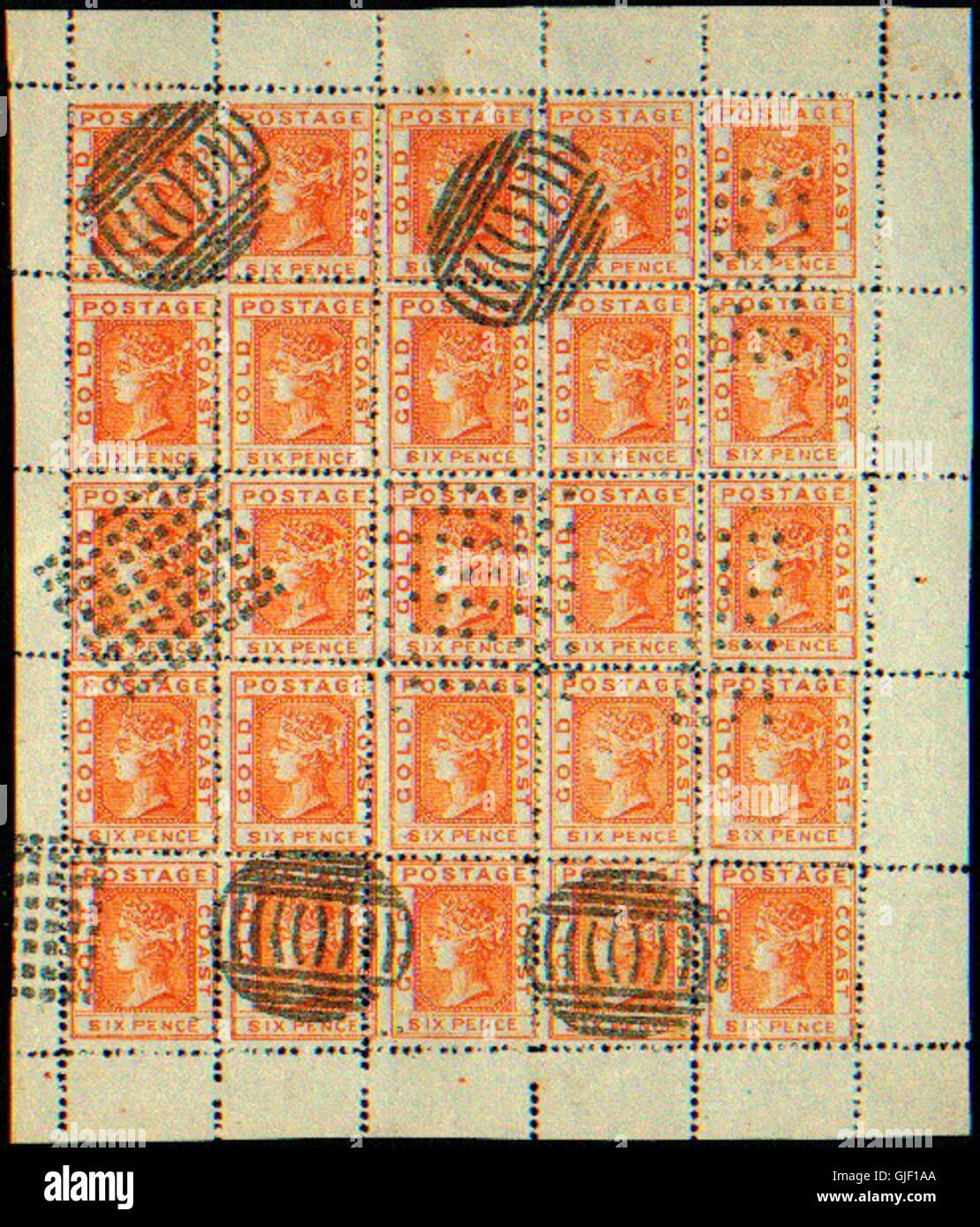 Spiro forgery of 6d Gold Coast stamps Stock Photo - Alamy