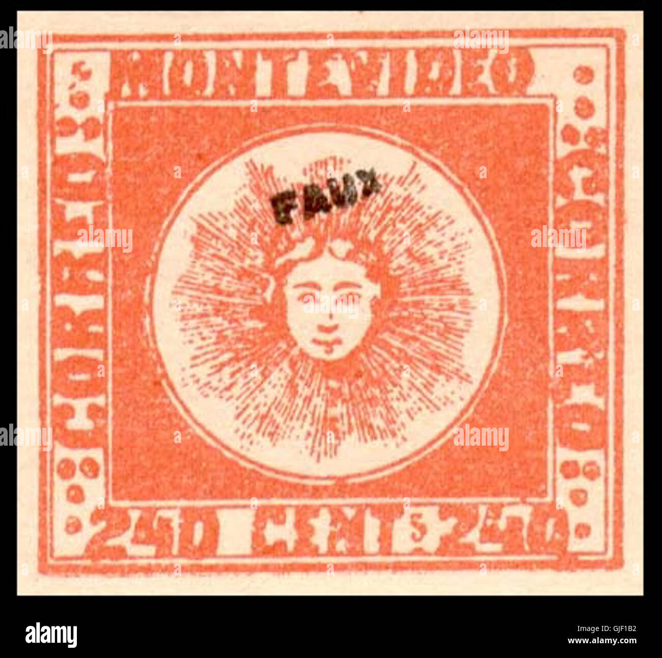 The 1858 Uruguay 240c Fournier Counterfeit stamp is an example of a ...