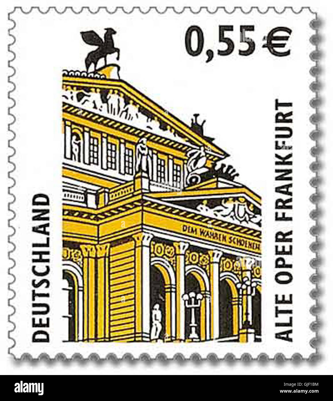 The Alte Oper Briefmarke stamp from Germany features a depiction of the ...
