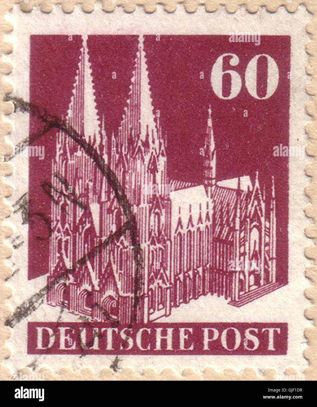 The Deutsche Post 60 - Kölner Dom stamp, issued in 1950, commemorates ...