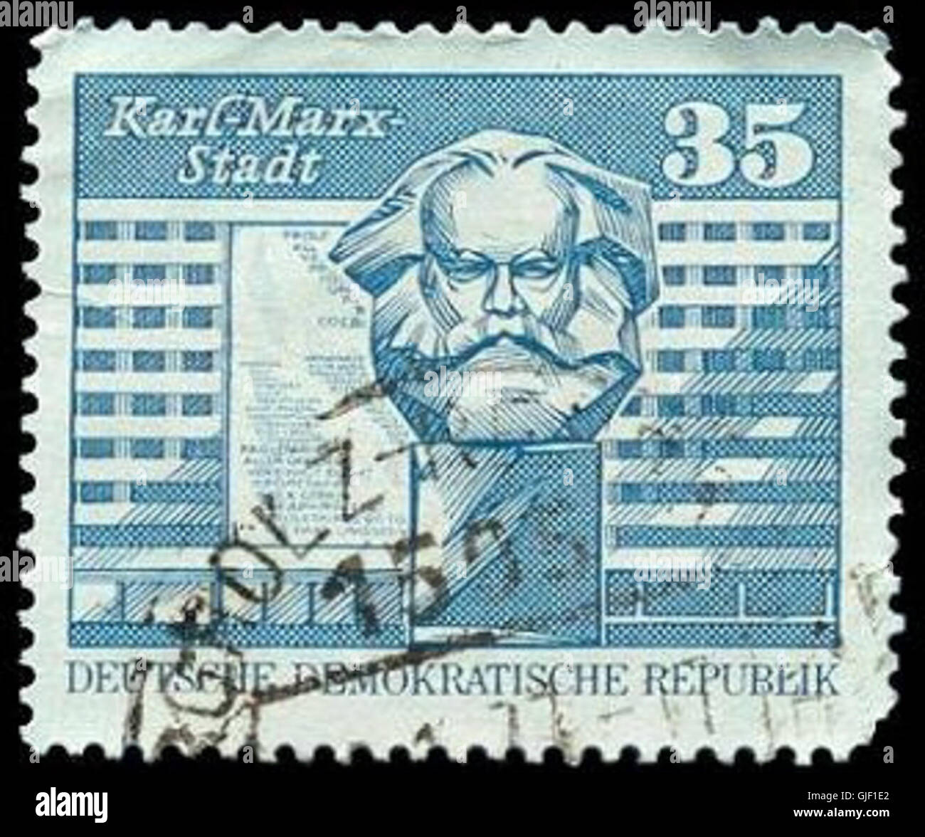 The Marx-briefmarke stamp was issued in honor of Karl Marx, the ...