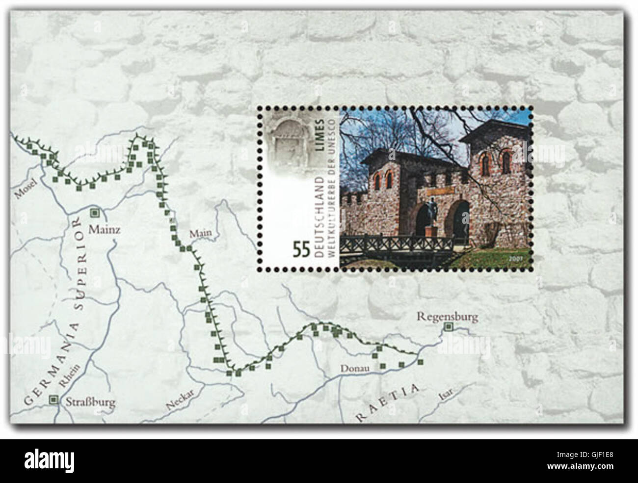 The 2007 Sonderbriefmarke Limes stamp commemorates the ancient Roman ...