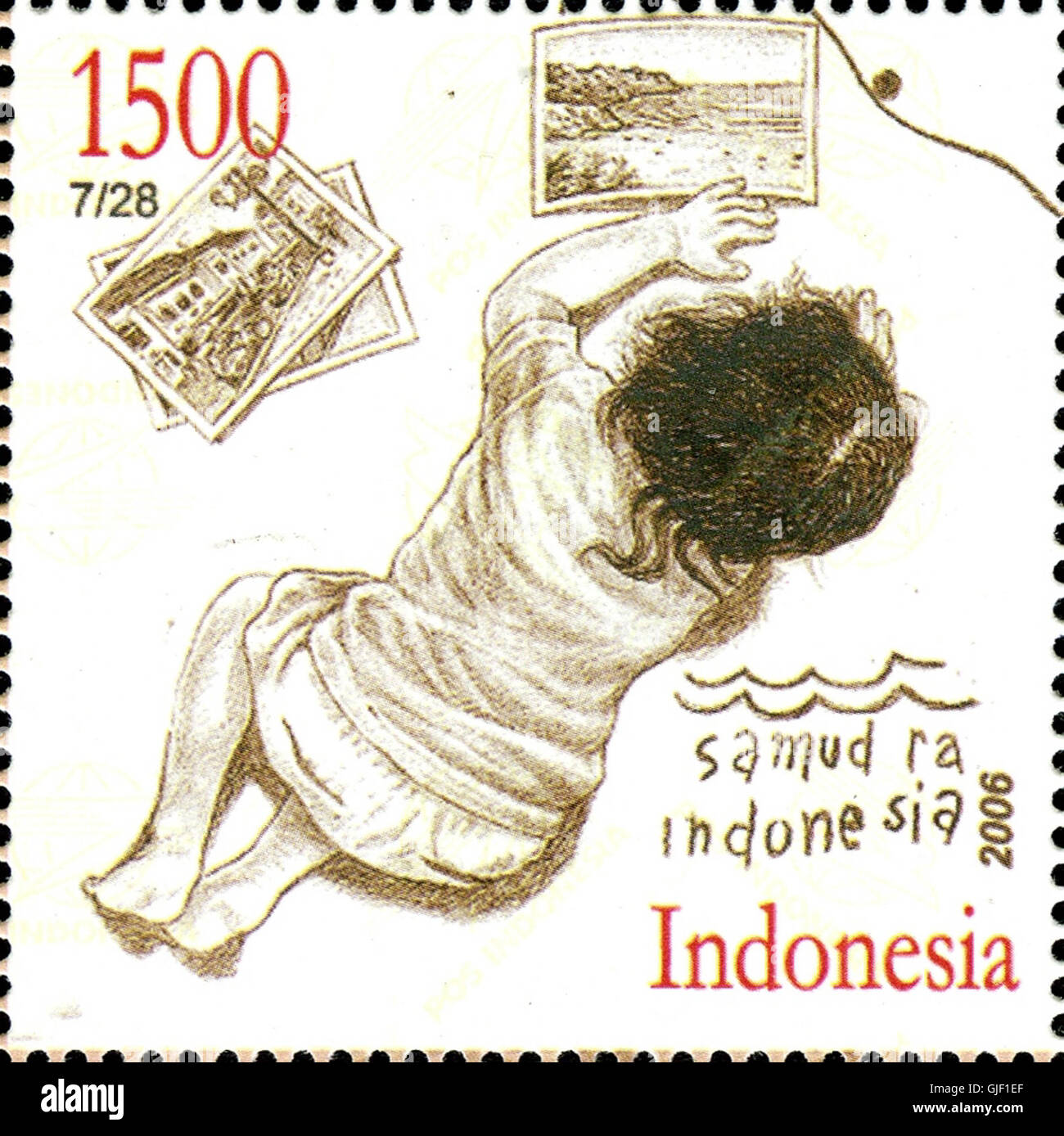 This stamp from Indonesia, numbered 020-06, features a standard ...