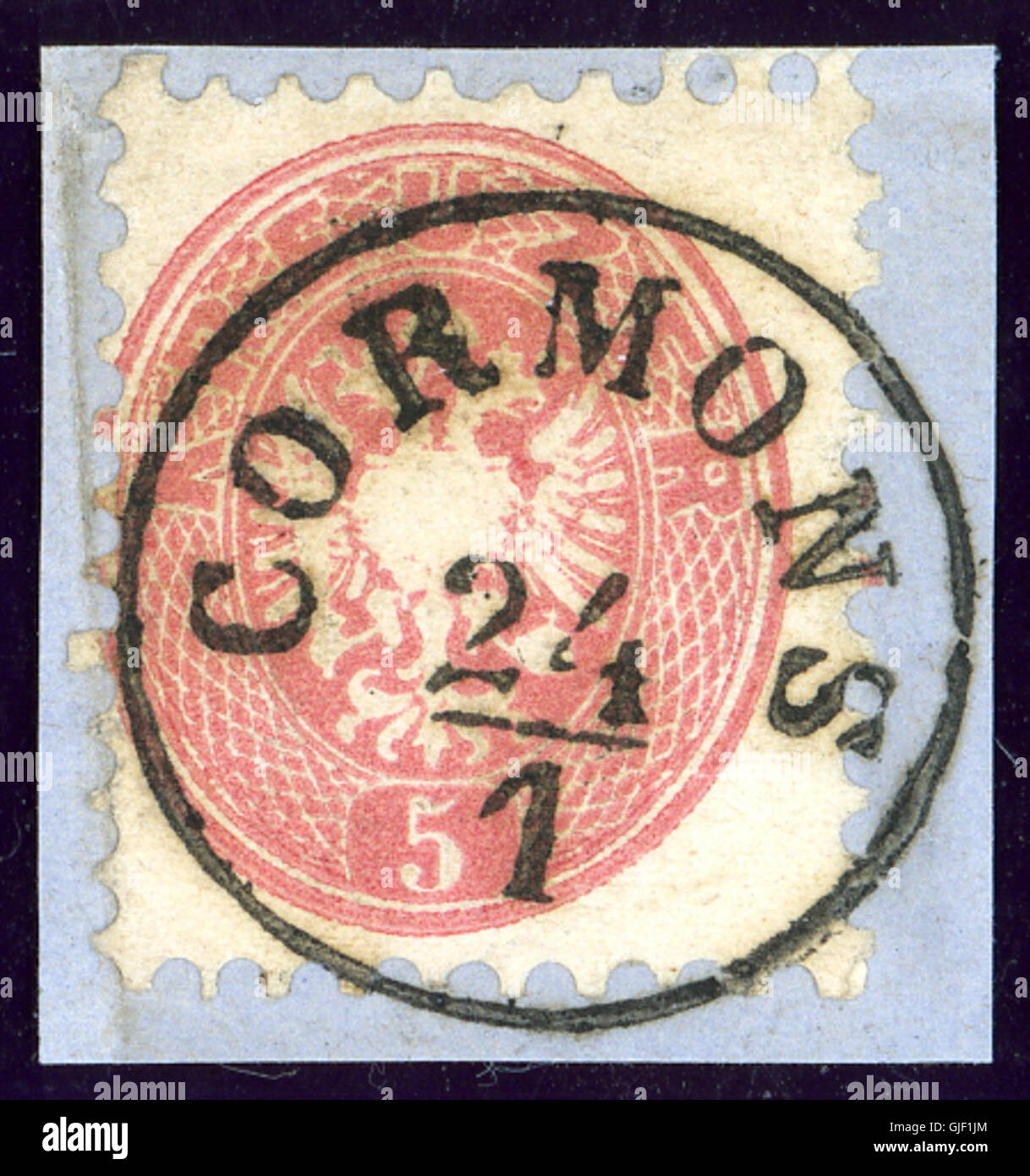 The 1864 Cormons 5kr K I stamp was issued in the Austrian Empire ...