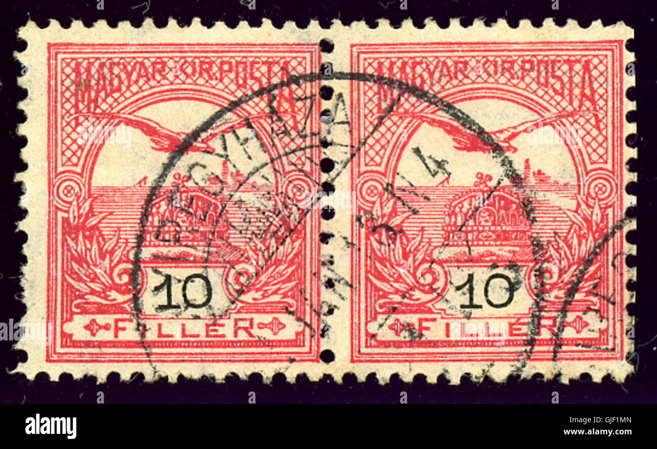 The 1901 Nyiregyhaza 10f U-Gr stamp from Hungary features a postmark ...