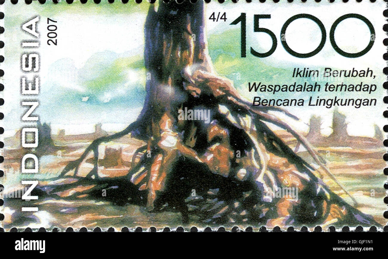 The 022-07 stamp from Indonesia features a design reflecting the ...