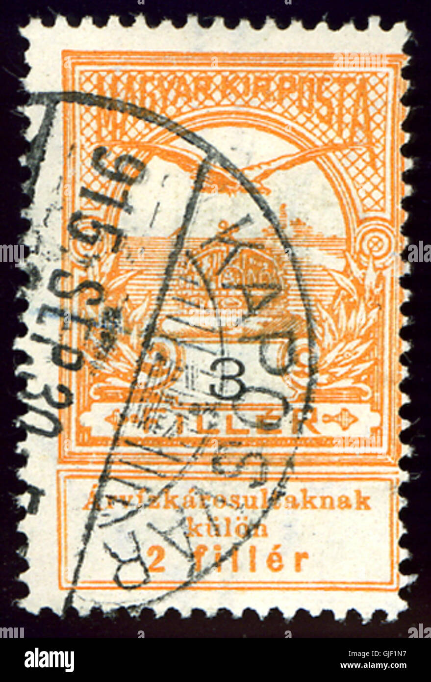The 1915 Kaposvar 3 2filler stamp from Hungary features the 2 filler ...