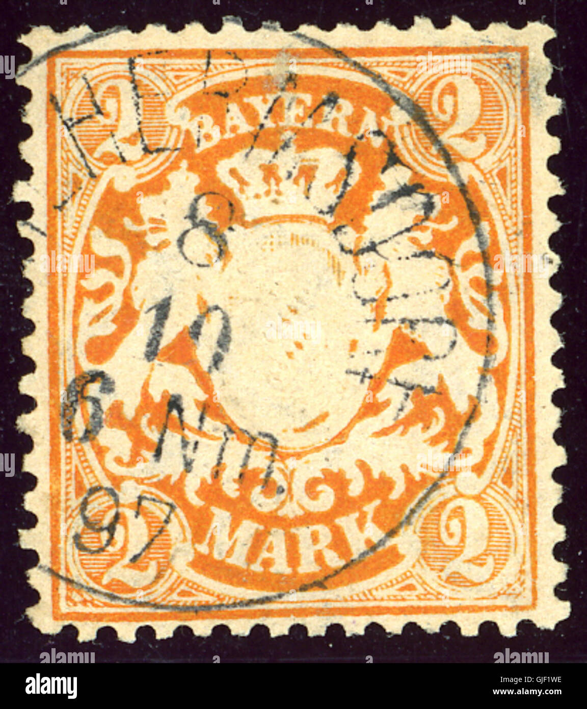 Issued in 1876, the Bayern 2 Mark Wilhermsdorf Mi44 stamp is an ...