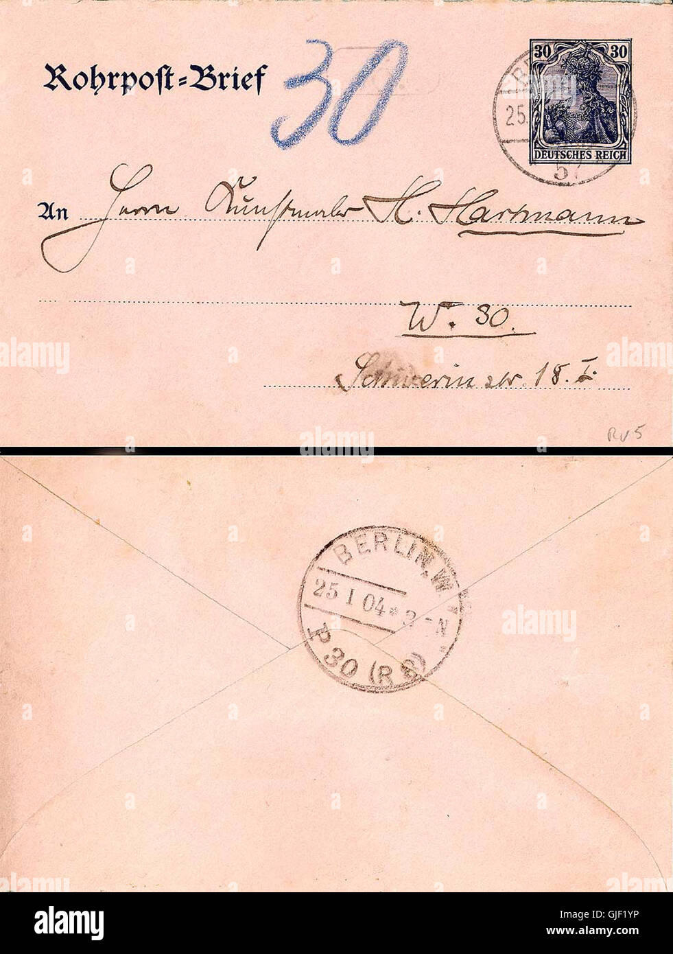 The Ganzsache Rohrpostbrief Deutsches Reich RU5 stamp was issued as ...