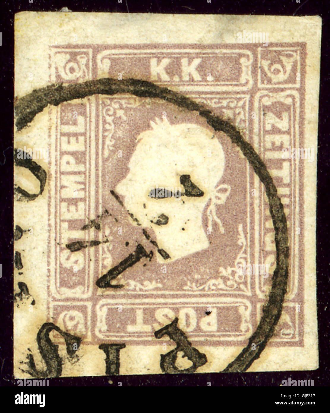 The 1859 Autriche J Pisino stamp was issued in the Austrian Empire and ...