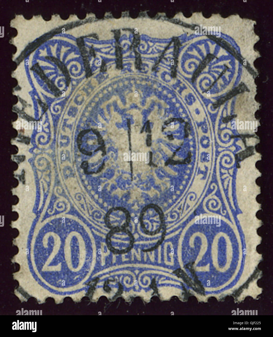 German stamp 'Mi42', issued in 1889, denomination 20 Pfennig, featuring ...