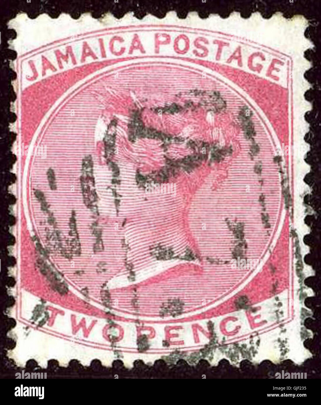 The 1870 2d Jamaica SG9a stamp depicts a postal issue from Jamaica ...
