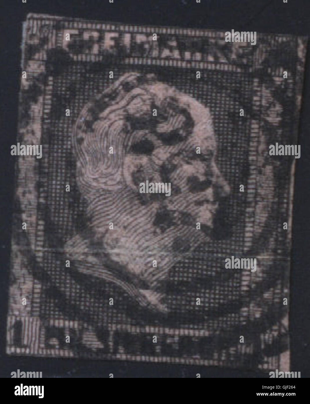 This 02-1 stamp from Preussen (Prussia) is a classic example of early ...