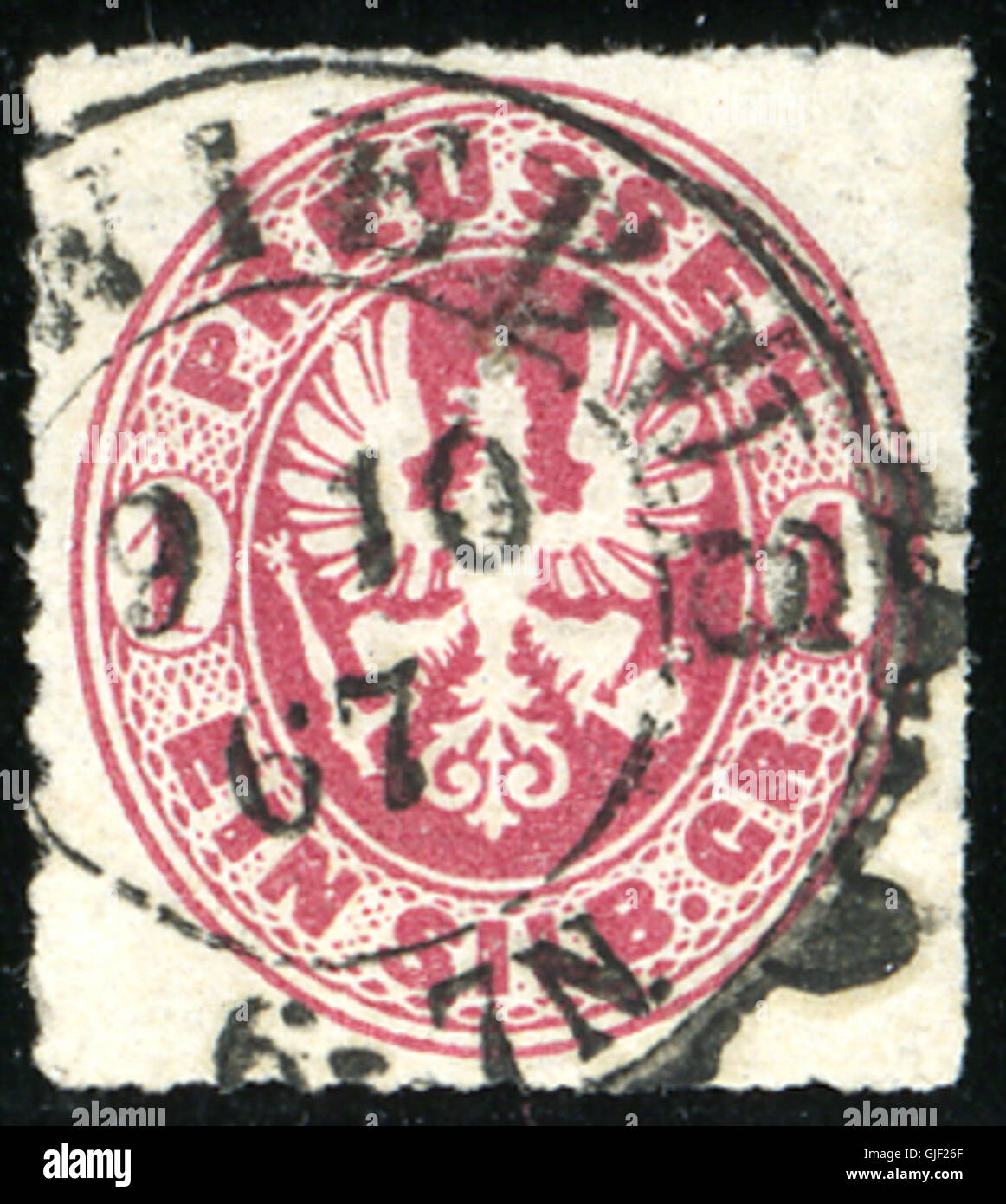 The 1867 Preussen 1 Sgr Schwiebus stamp features a design from the ...