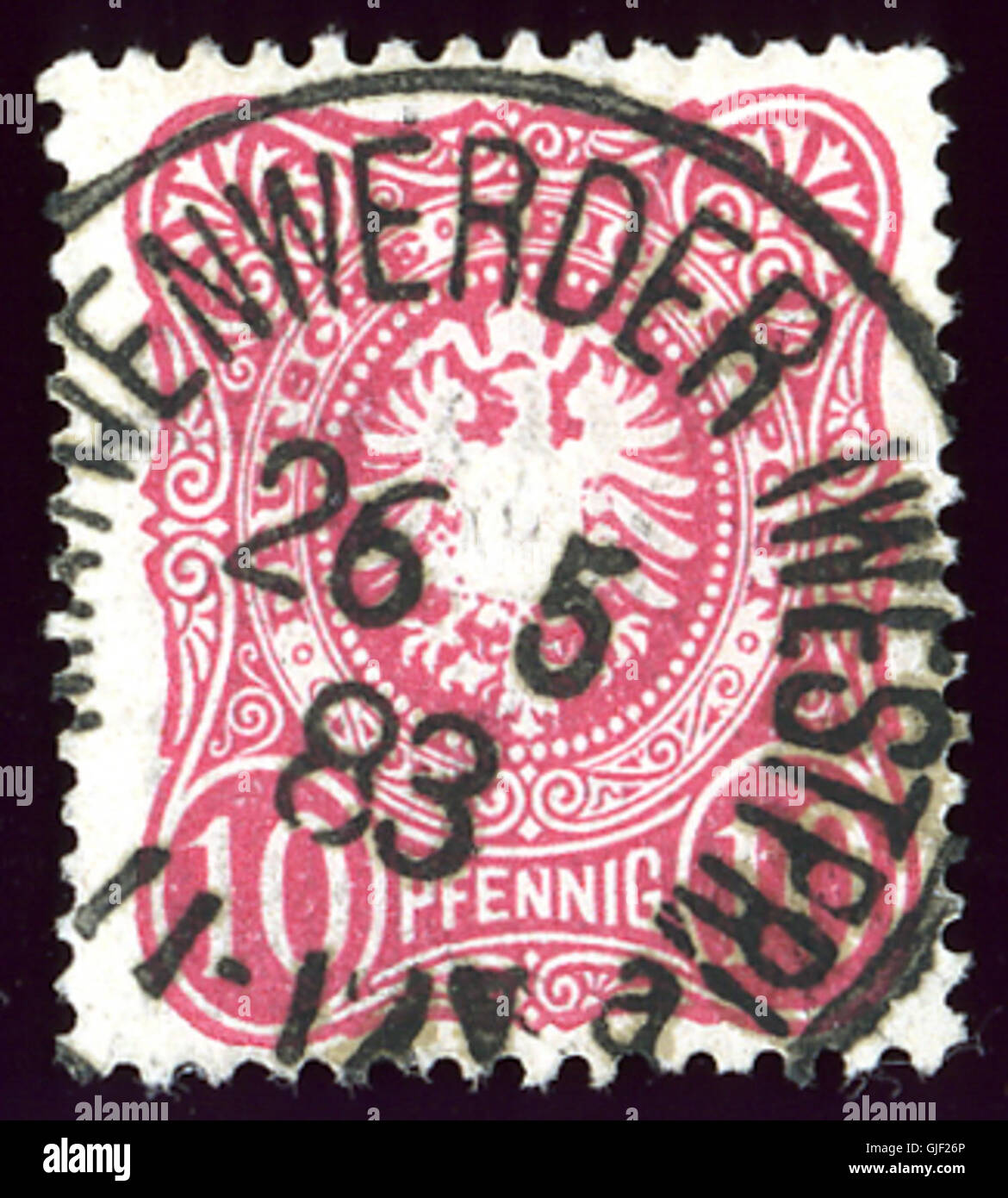 The 1883 Reich 10Pfg Mi41 stamp from Germany features the town of ...