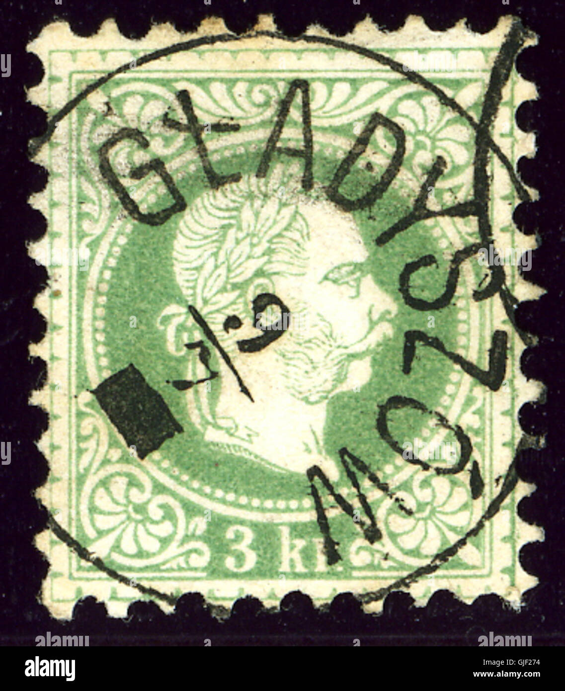 Stamp titled 'GLADYSZOW Issue1874', featuring a postal mark design ...