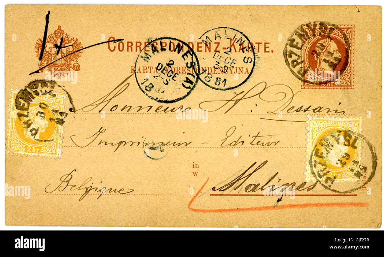 The 1881 PRZEMYSL CK stamp is part of a series from Przemysl ...