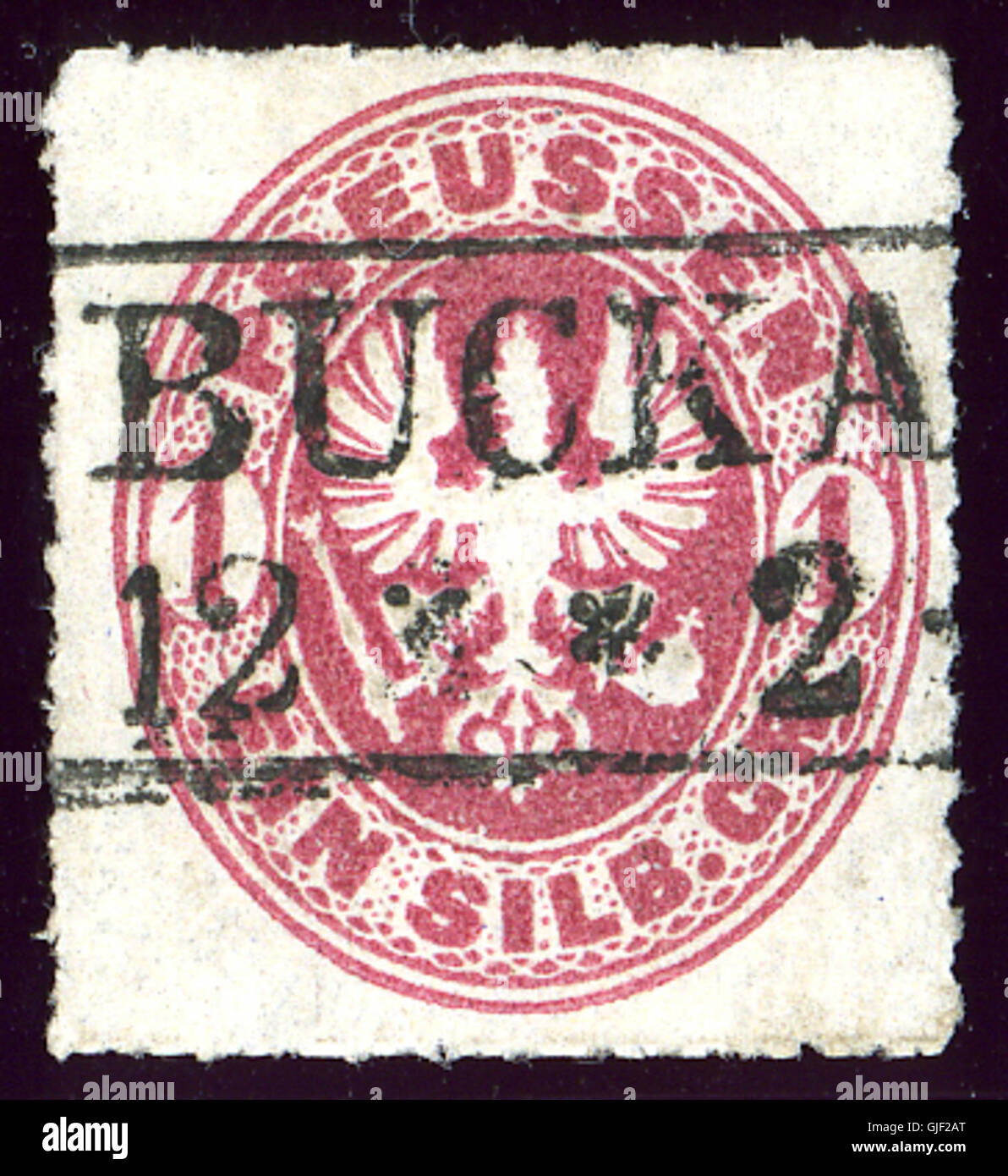 The 1861 Preussen 1 Sgr Buckau Mi16 stamp was issued by the Kingdom of ...