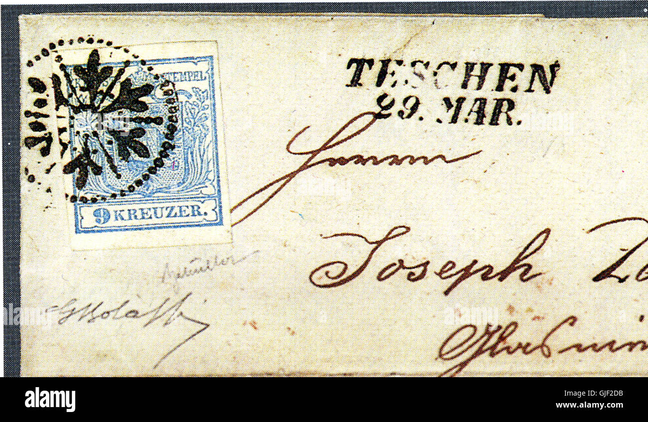 The 1851 9kr stamp from Teschen (Ceskì Tes¡n) is notable for its unique ...