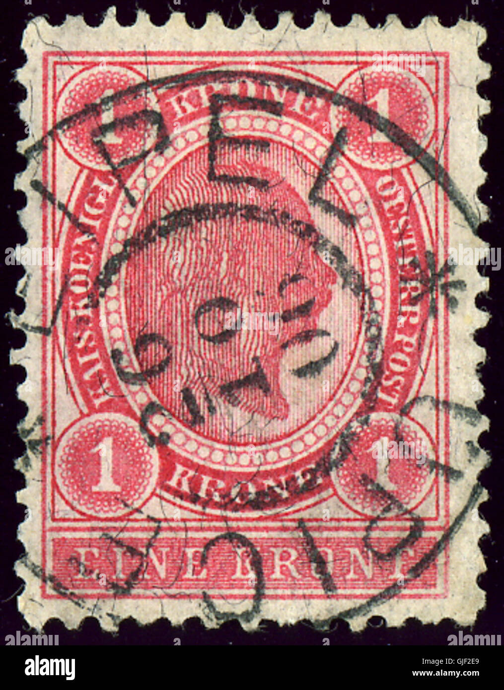 The 1906 Eipel 1 Krone stamp from Upice is part of a series issued ...