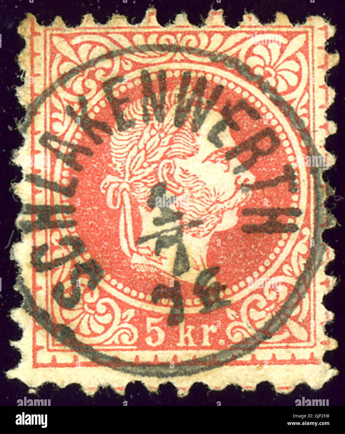 The 1874 Schlakenwerth File6163 stamp is an example of 19th-century ...