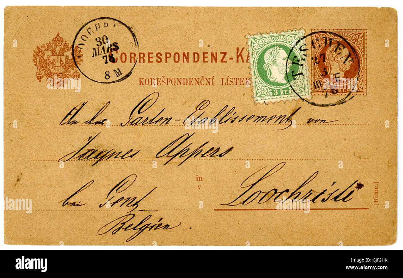 The 1878 Teschen correspondence card stamp reflects postal practices ...