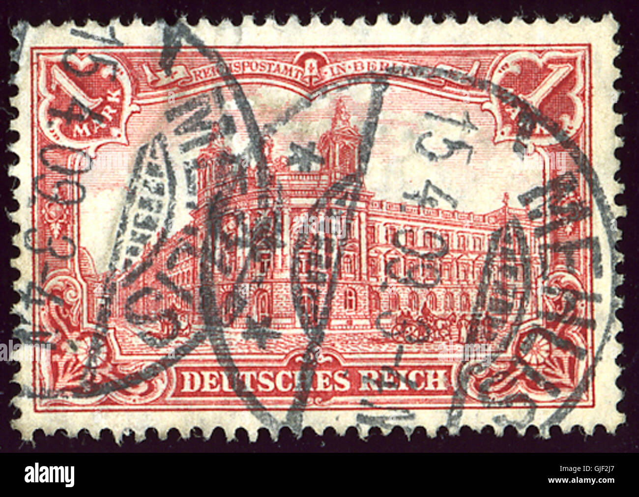 The 1909 Reich 1M Mehlis Mi94AI stamp was issued in the German Empire ...