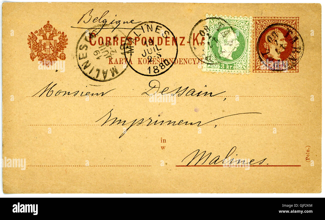 The Tarnopol 1880 Karta Ternopil stamp from Ukraine features a postal ...