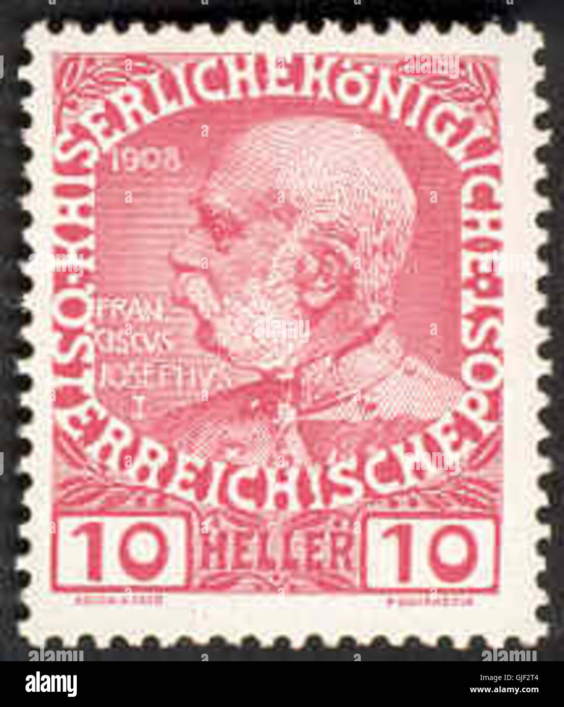 The 1908 Franz Joseph stamp was issued in the Austro-Hungarian Empire ...