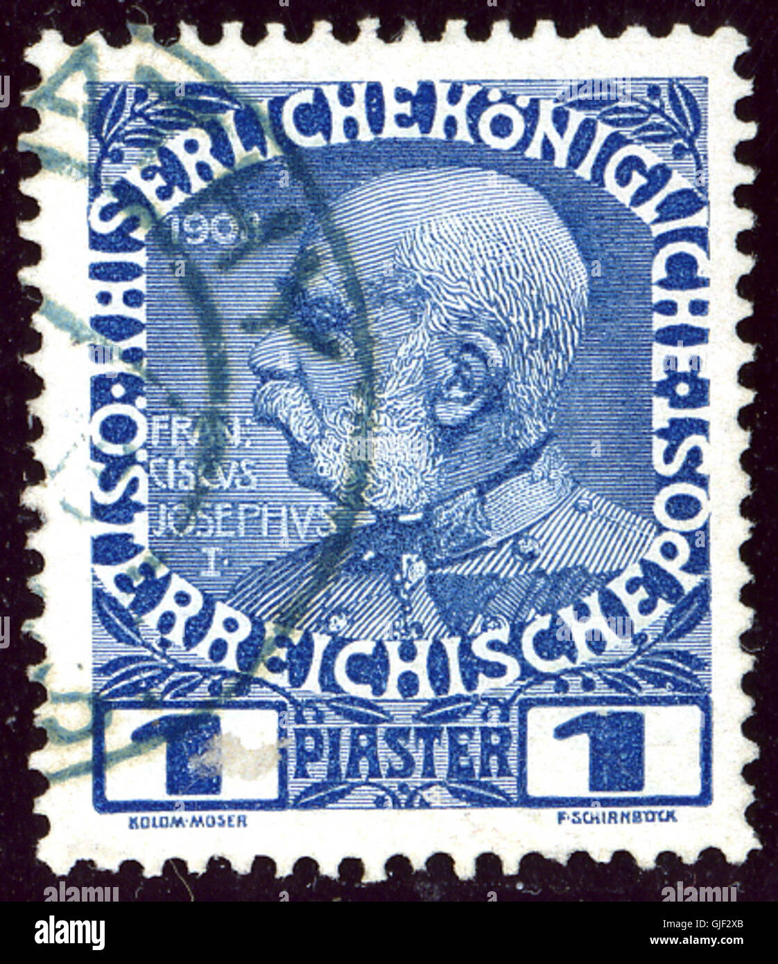 The 1908 KK 1 Piaster Vathy Mi57 stamp was issued by the Kingdom of ...