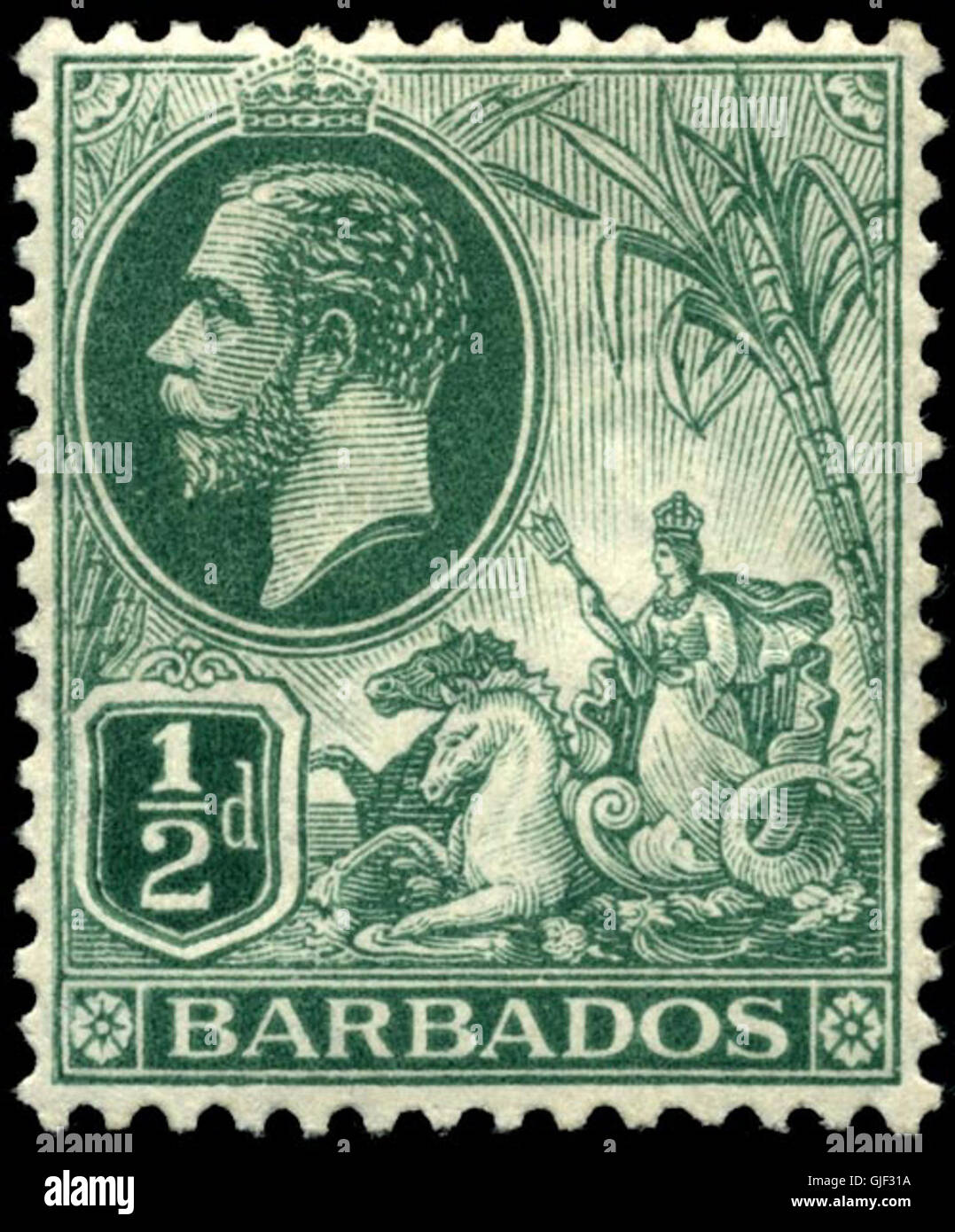 The 1912 Barbados 0.5p stamp is a historical postal issue from the ...