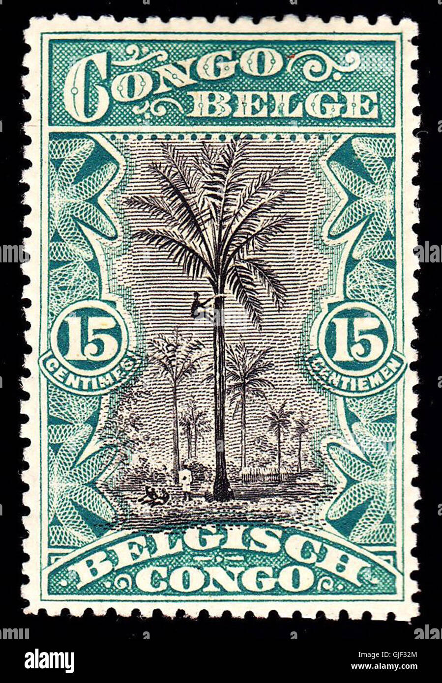 The 1915 Belgian Congo 15c palm stamp was issued during the colonial ...