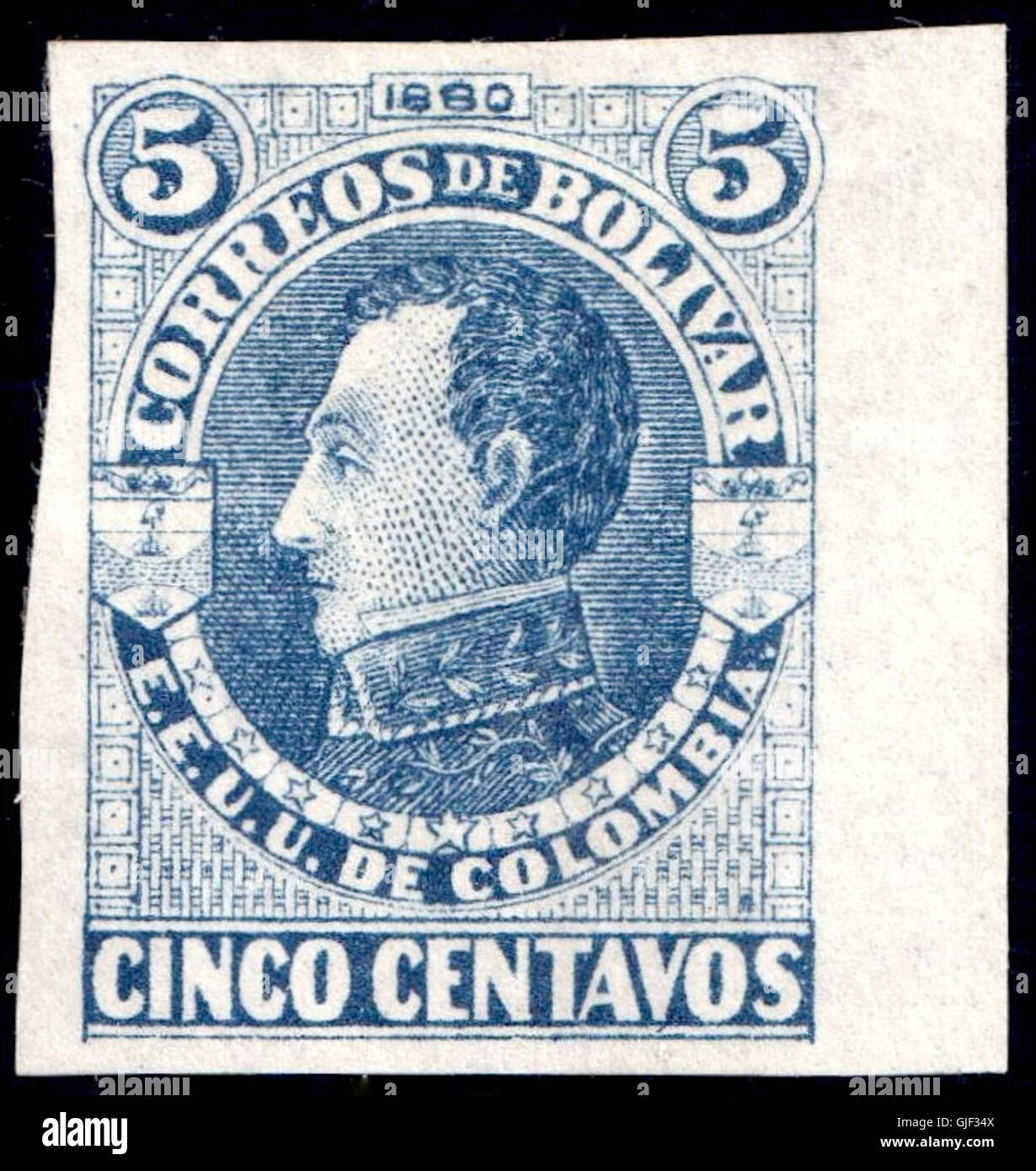 The 1880 Bolivar Sc19a stamp from Venezuela features the iconic image ...