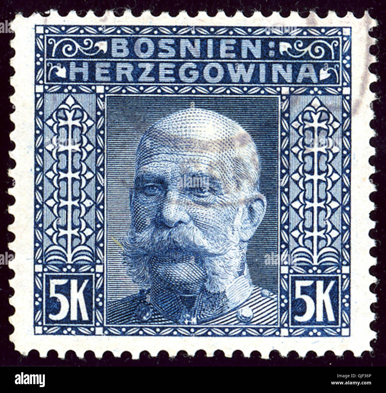 The 1906 Bosnia-Herzegovina 5 Krone (Mi. 44) stamp was issued during ...