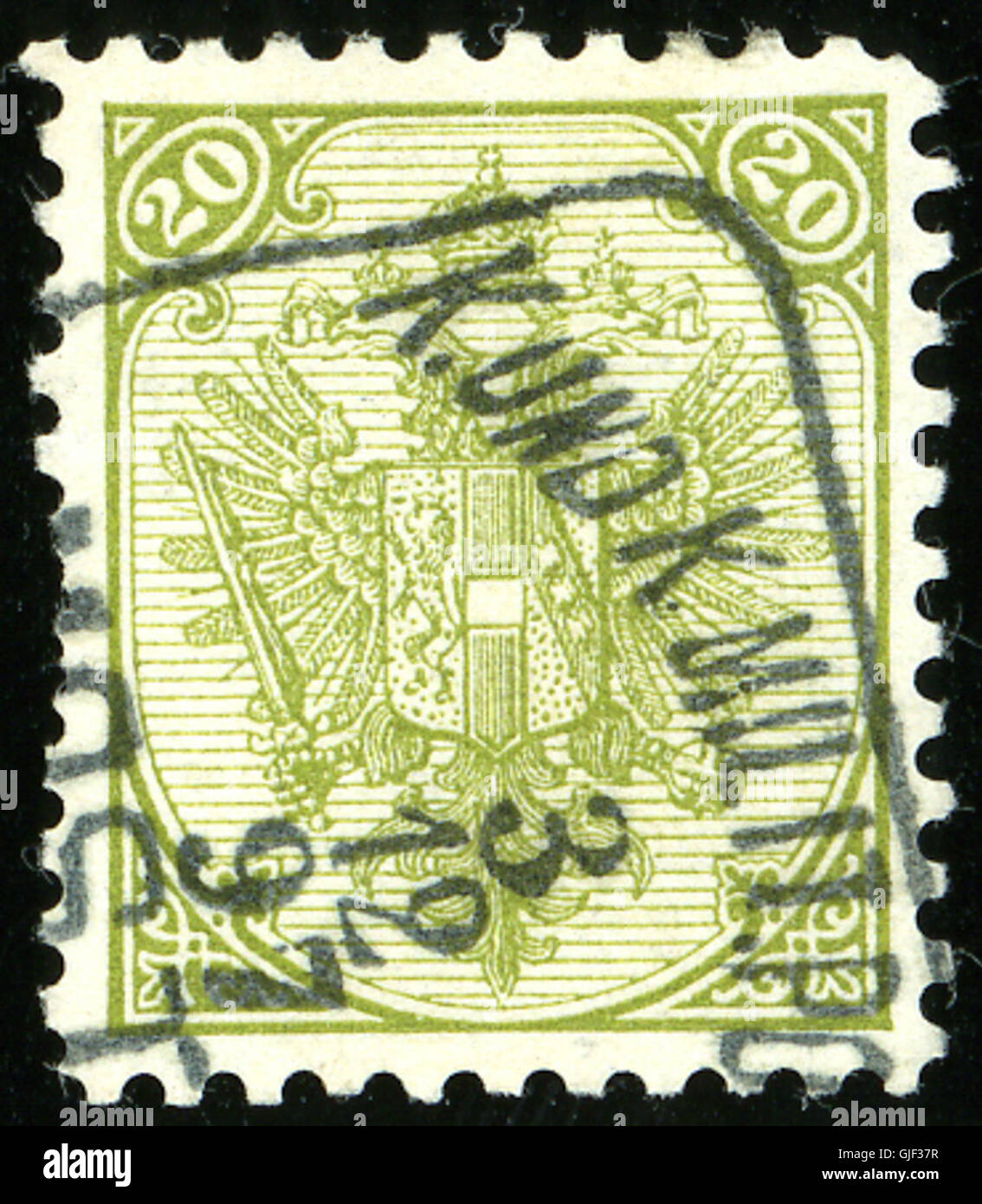 The 1897 Bosnia 20kr Buchdruck stamp features a distinctive printing ...