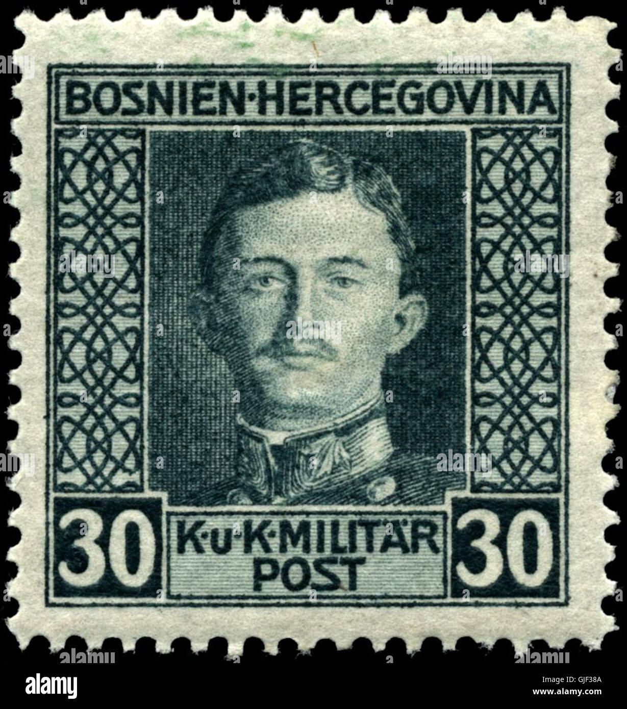 The Bosnia 1917 30h stamp was issued during the period of Austro ...