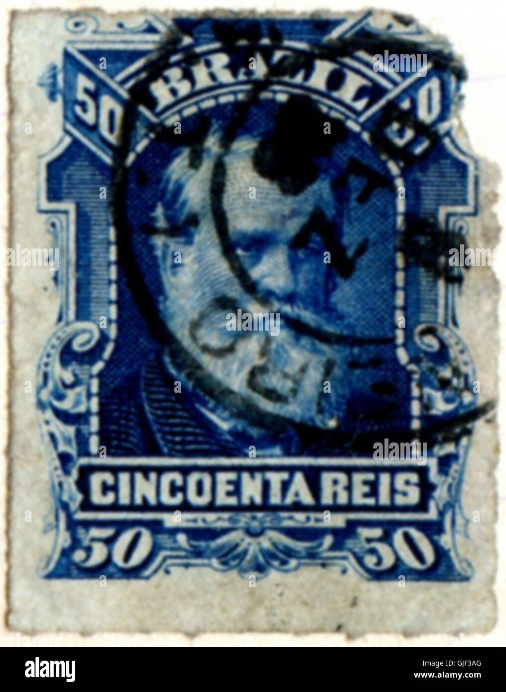 The Brazilian Monarch 50 Reis stamp, issued during the monarchy era ...