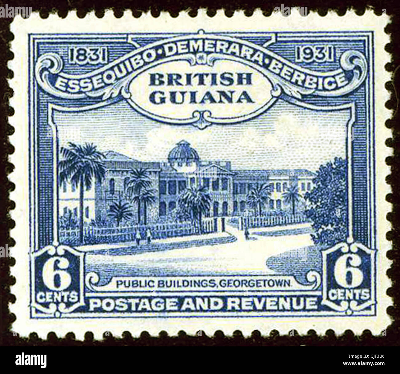 The 1931 6-cent stamp from British Guiana (Yv140) features a design ...