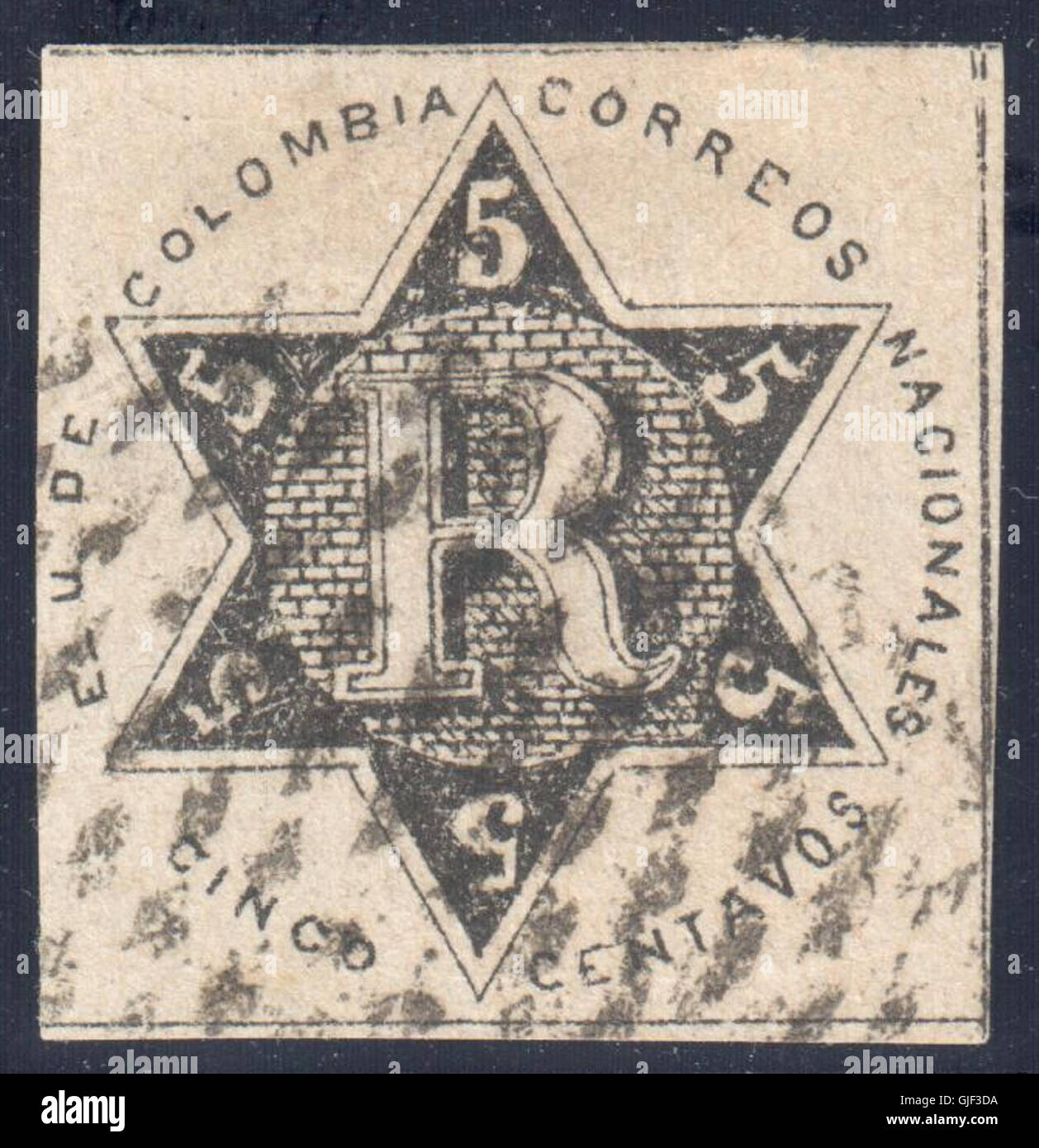 The Colombia 1865 ScF1 stamp is one of the earliest stamps issued by ...