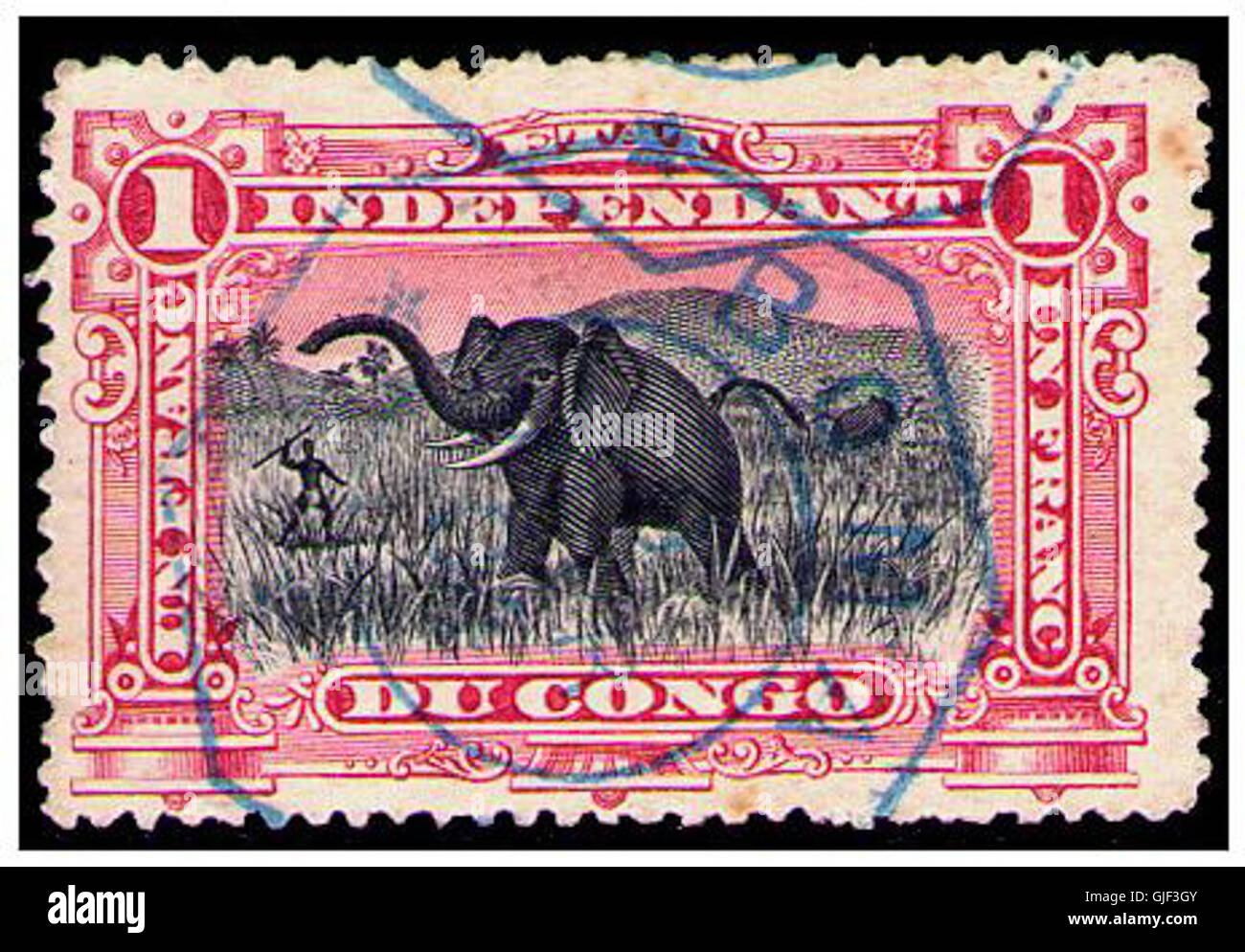This 1F stamp from the Belgian Congo, used in Boma around 1900 ...