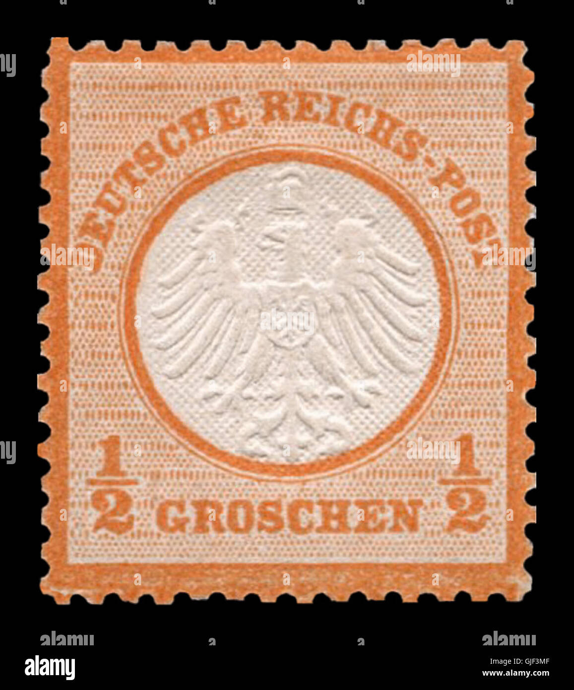 The DR 1872 3 kl Brustschild 1-2 Groschen stamp features a distinctive ...