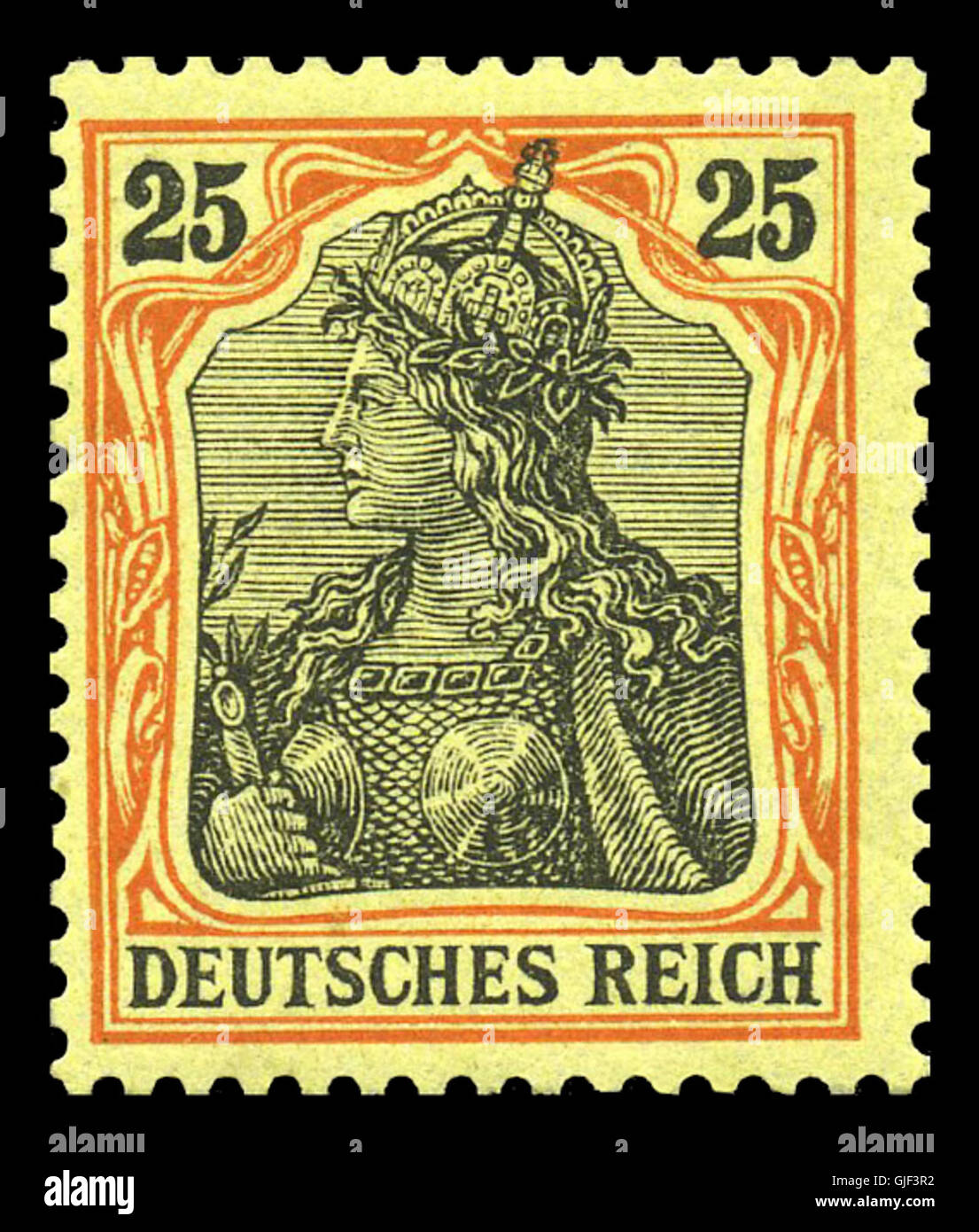 The DR 1902 73 Germania stamp depicts the allegorical figure of ...