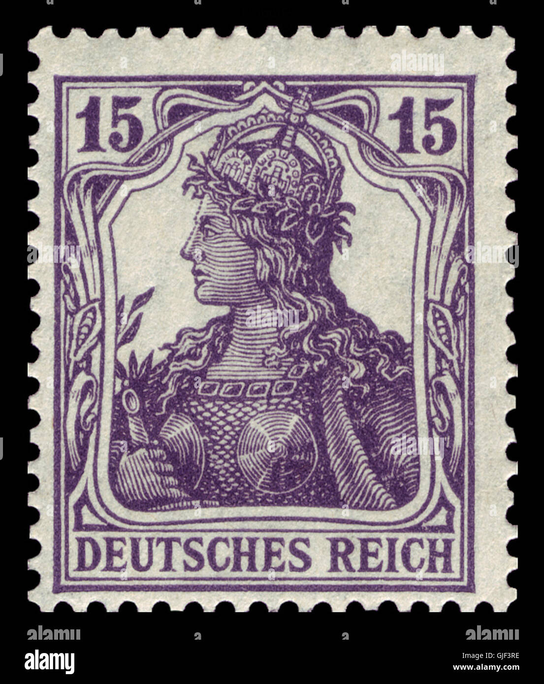 The DR 1917 101 Germania stamp was issued during World War I, featuring ...