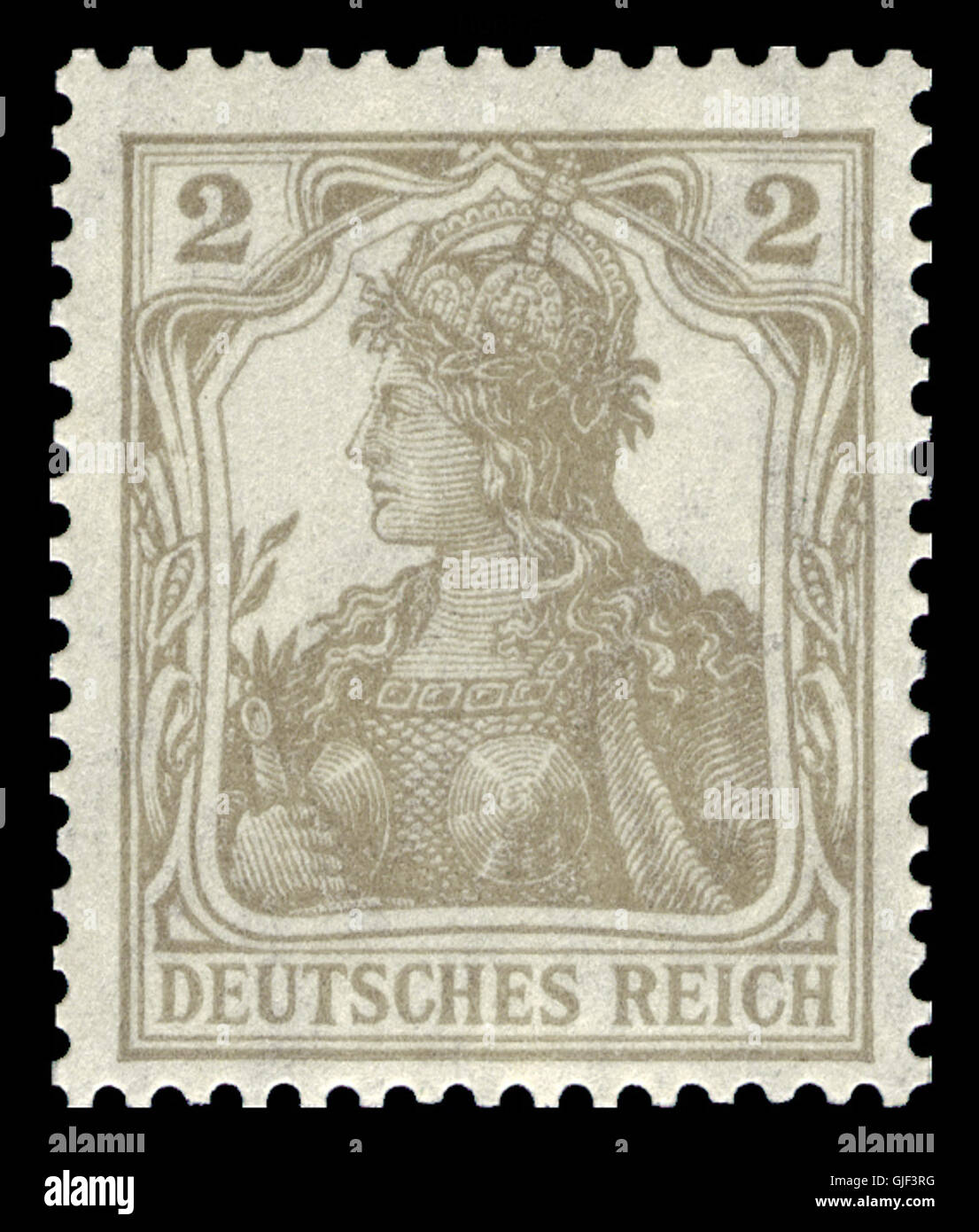 The DR 1918 102 Germania stamp features an allegorical figure of ...