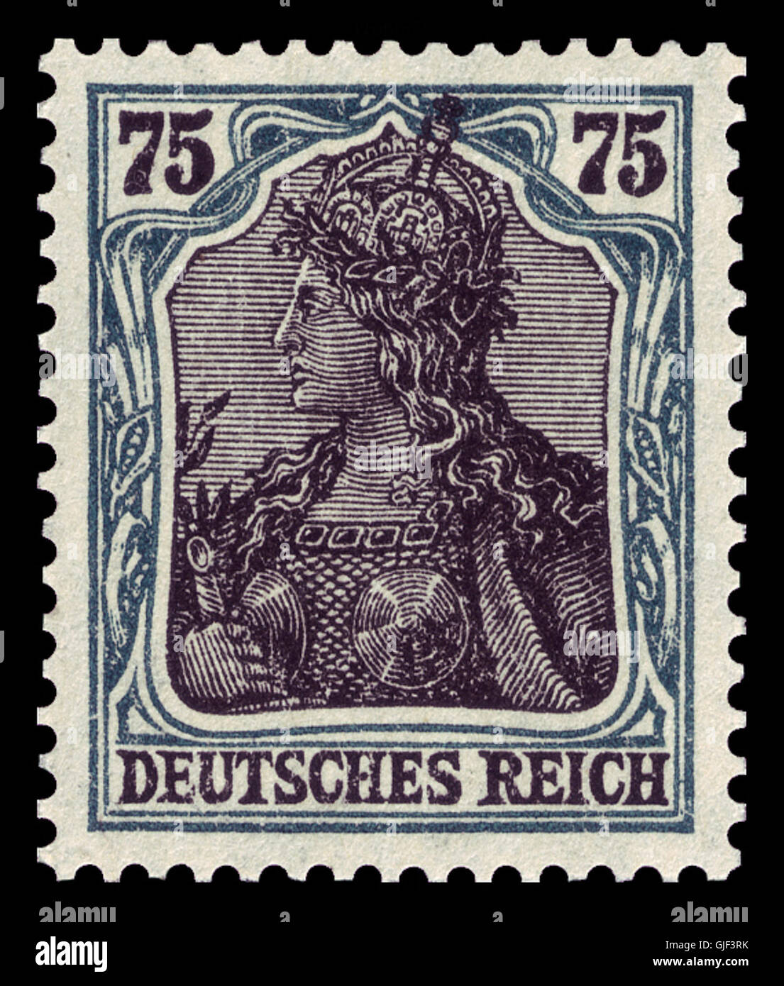 The 1919 DR 104 Germania stamp was issued after World War I during the ...