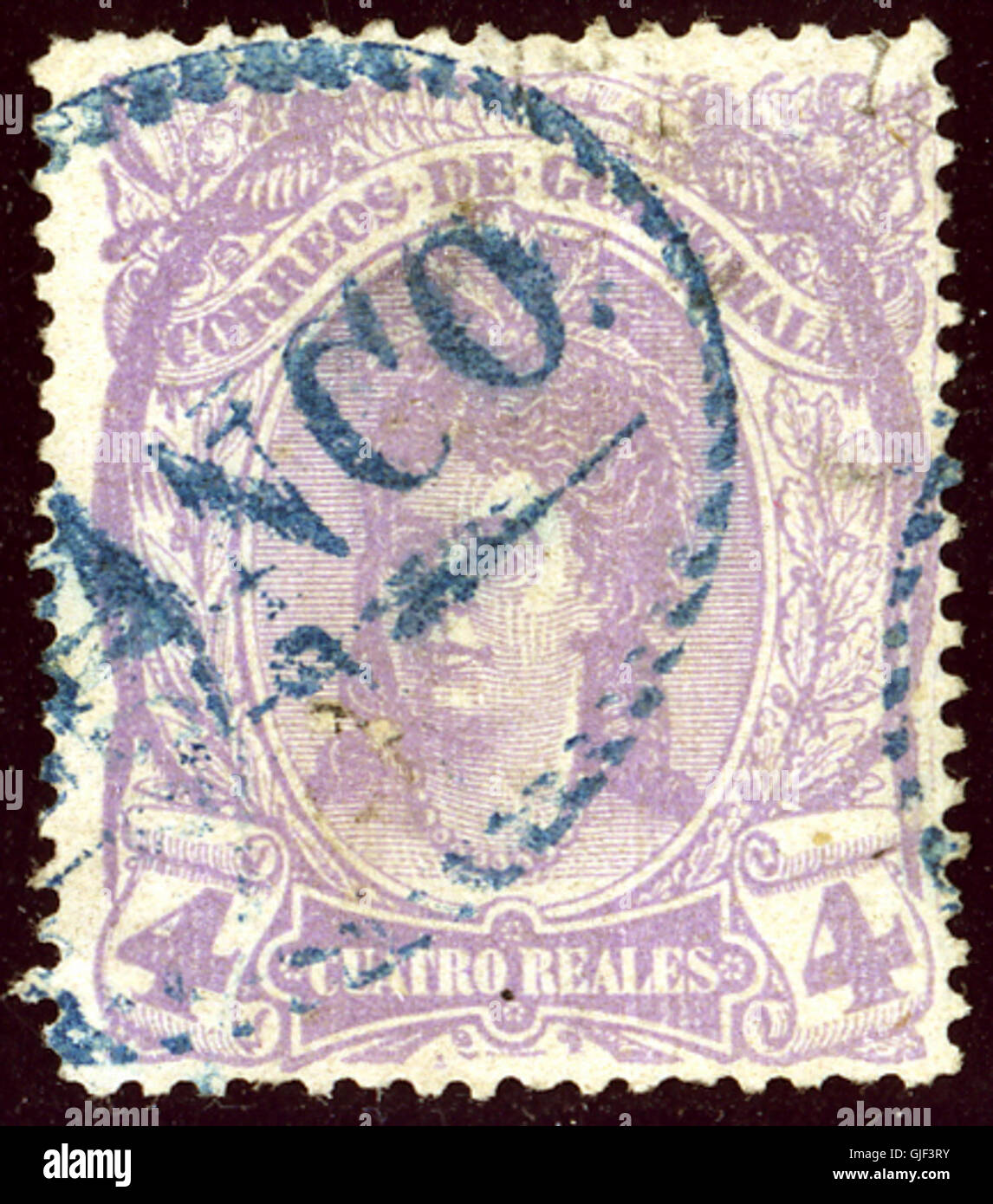The 1878 Guatemala 4R Blue Franco Yv13 stamp is an important issue in ...
